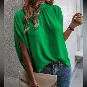 Tops | Boho Oversized Loose Fit Mock Neck Batwing Sleeve Top Blouse ...